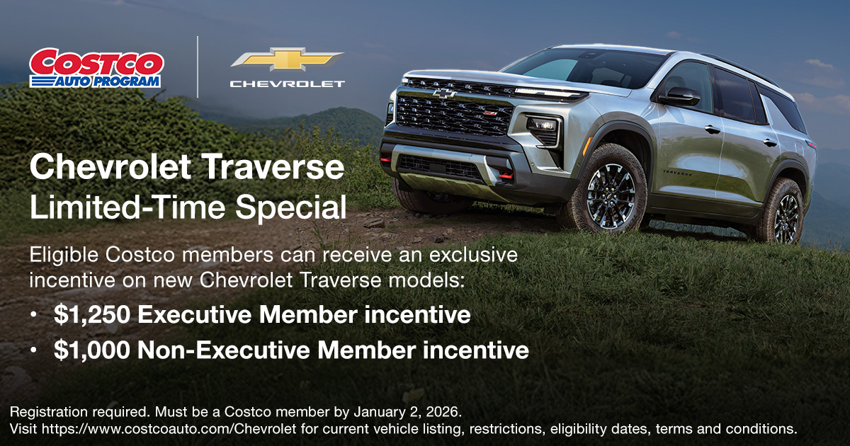 Chevy Traverse Costco Member-Only Incentive | Costco Auto Program